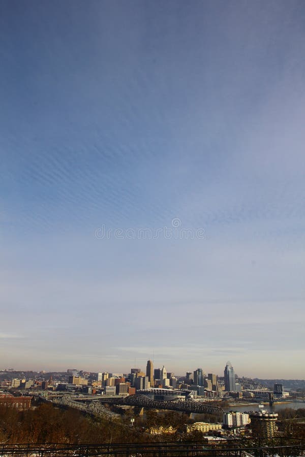 Cincinnati, Ohio Seen after a Light Snow from Devou Park, Kentucky ...
