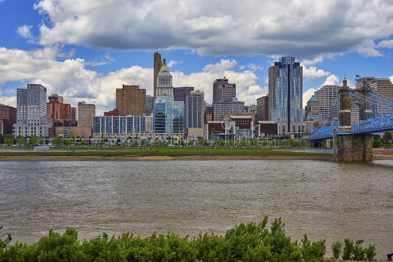 Cincinnati Ohio (panoramic) Editorial Image - Image of riverfront ...
