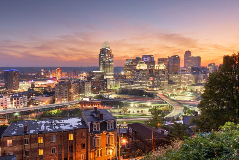 Cincinnati, Ohio, USA Cityscape at Dusk Stock Image - Image of ...