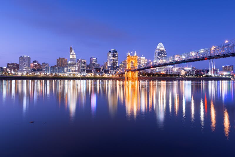 Cincinnati, Ohio, USA Dowtown on the River Stock Photo - Image of ...