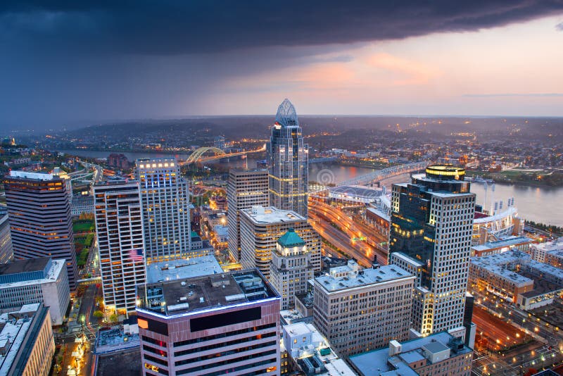 Cincinnati, Ohio, USA Skyline from Above Editorial Photo - Image of ...
