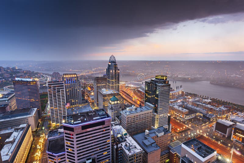 Cincinnati, Ohio, USA Skyline from Above Stock Image - Image of america ...