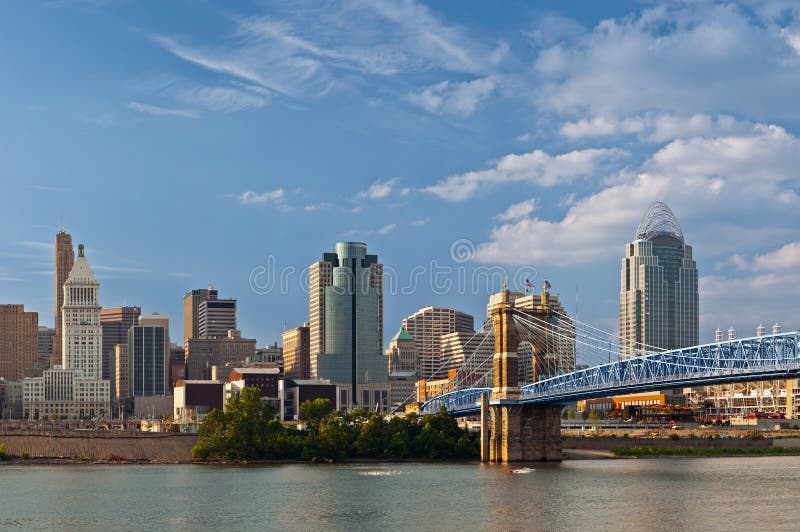 Cincinnati skyline. stock photo. Image of famous, river - 20817056