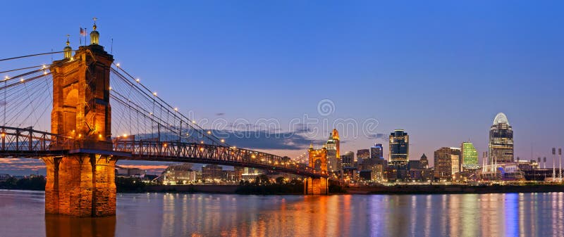 Cincinnati Skyline Panorama. Stock Photo - Image of reflection, history ...