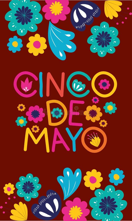 Cinco De Mayo Card with Floral Frame Stock Vector - Illustration of ...