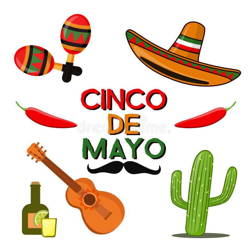 Cinco De Mayo Celebration In Mexico, Icons Set, Design Element, Flat ... Cinco De Mayo Celebration In Mexico, Icons Set, Design Element, Flat ...