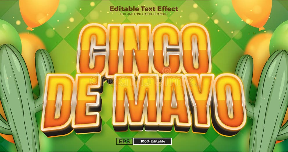 Cinco De Mayo Editable Text Effect in Modern Trend Style Stock Vector ...