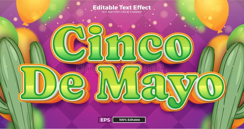 Cinco De Mayo Editable Text Effect in Modern Trend Style Stock Vector ...