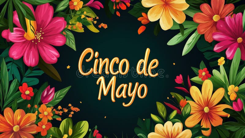 Cinco De Mayo Festive Card with Floral Pattern Stock Image - Image of ...