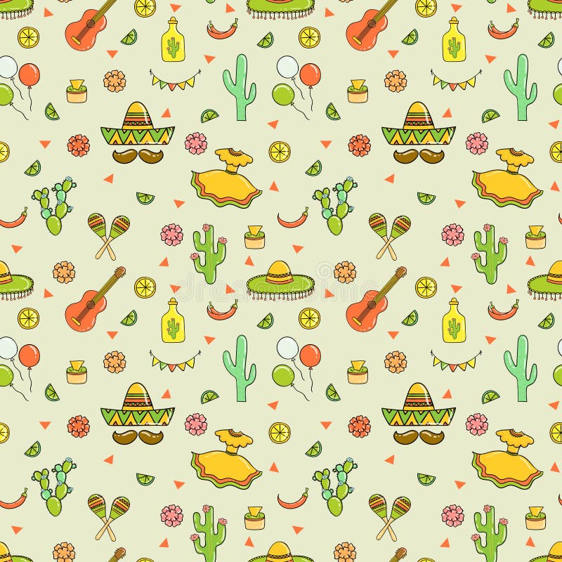 Cinco De Mayo Fifth Of May Seamless Pattern. Stock Vector ...