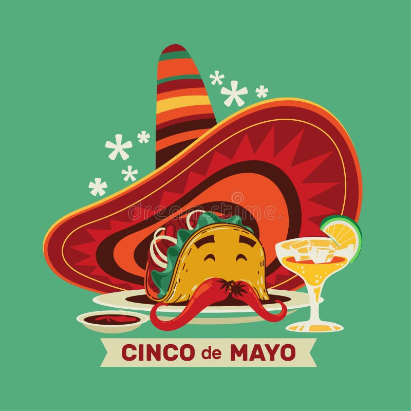 Cinco De Mayo Hat or Mexican Sombrero Hat Vector Illustration Stock ...