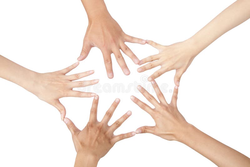 Cinco Diversas Manos Conectadas Imagen de archivo - Imagen de ...