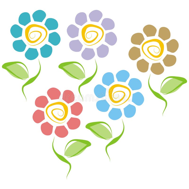 Cinco flores ilustración del vector. Ilustración de hoja - 1517723