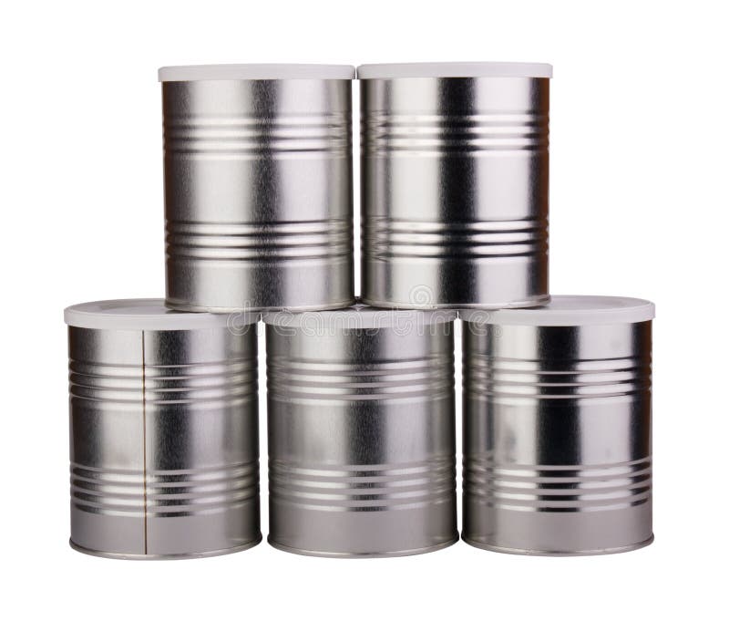 Cinco latas do metal foto de stock. Imagem de grupo, latas - 48041840