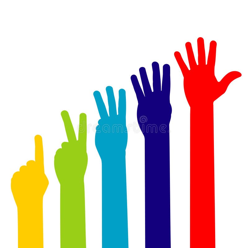 Vector Del Trabajo En Equipo De Cinco Manos Junto Ilustración del ...