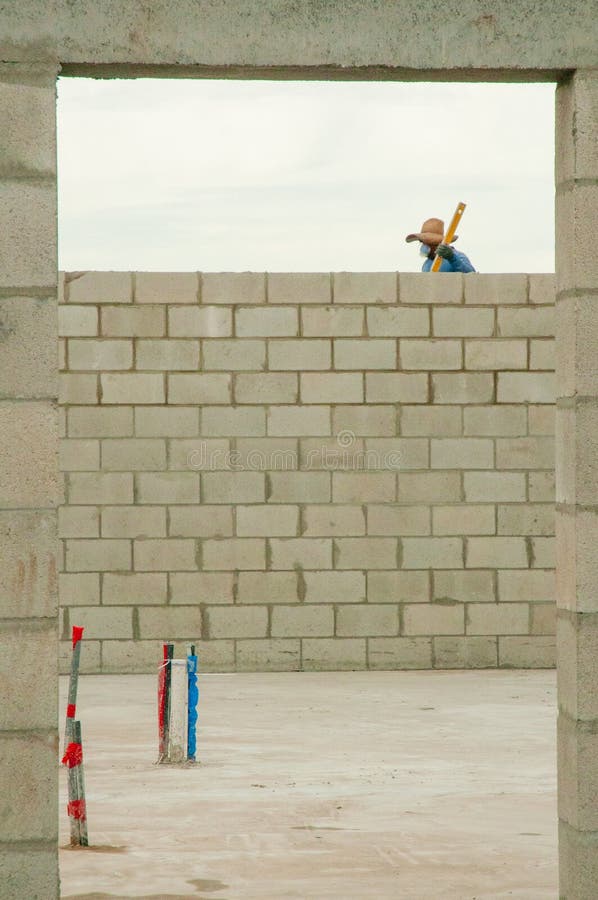 Window Opening in Cinder Block Wall, Showing Interior Wall, Studs Stock ...