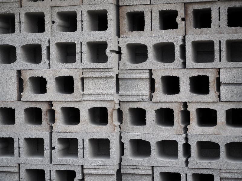 The Cinder Blocks are Stacked Up High. Stock Image - Image of holes ...