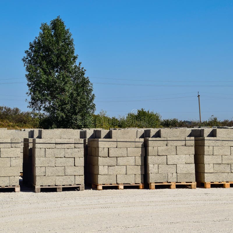 Cinder Blocks, Which Lie in the Bays. Storage Cinder Stock Image ...