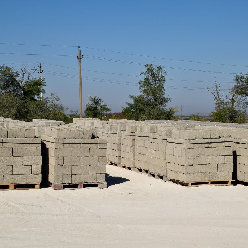 Cinder Blocks, Which Lie in the Bays. Storage Cinder Stock Image ...