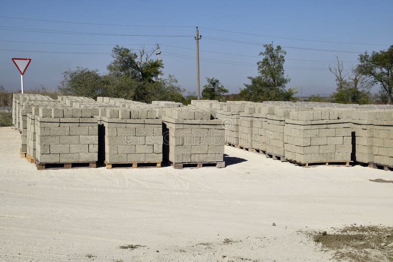 Cinder Blocks, Which Lie in the Bays. Storage Cinder Block Stock Photo ...