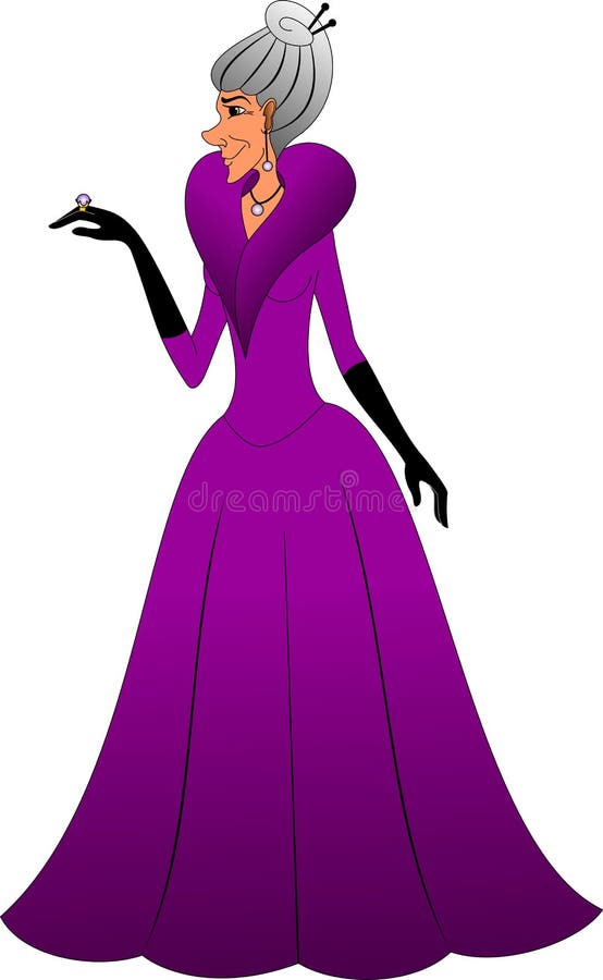 Cinderella`s Evil Stepmother In Purple Dress Stock Vector