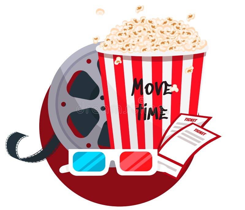 Movie Time Vector Illustration. Stock Vector - Illustration of elements ...