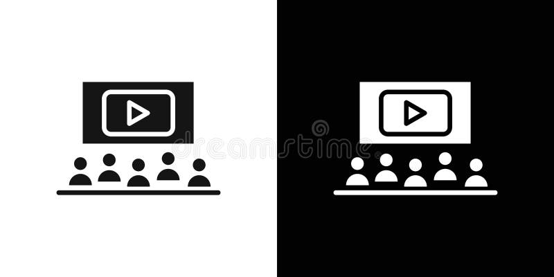 Cinema Audience Icon Flat Vector Set Outline Stock Vector ...