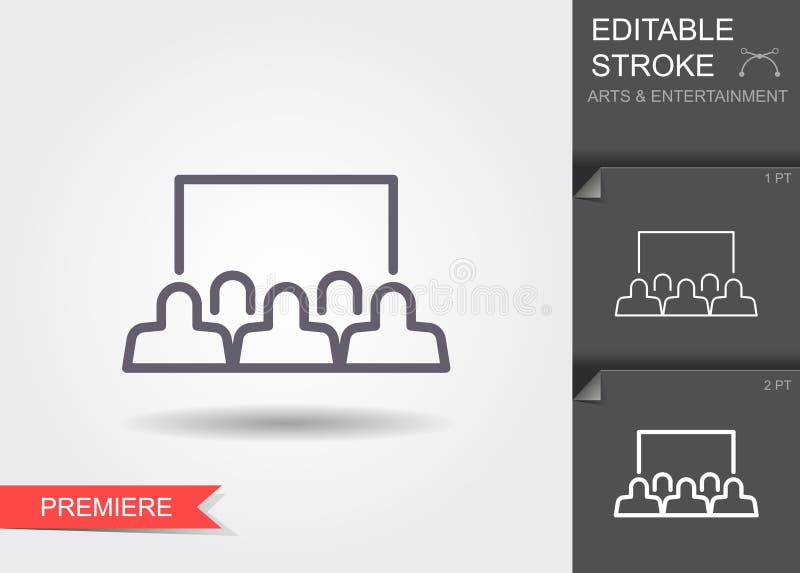 Cinema Auditorium. Line Icon with Editable Stroke Stock Vector ...