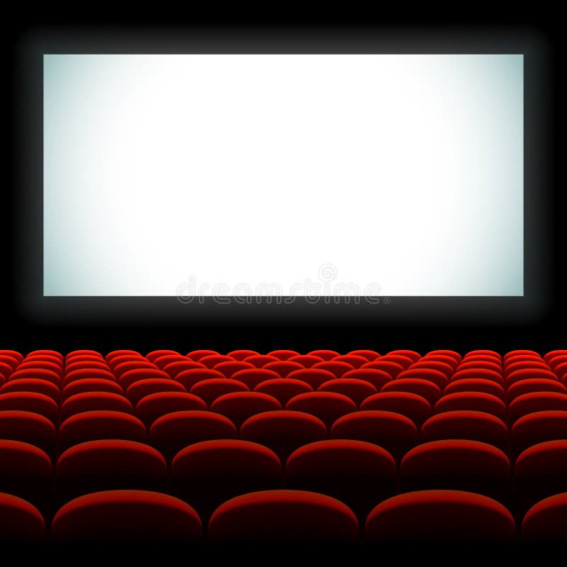 Cinema Auditorium with Screen and Seats Stock Vector - Illustration of ...