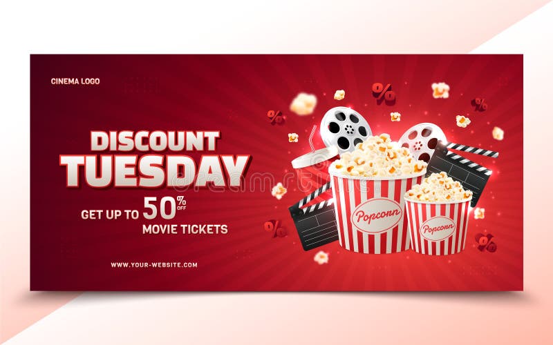 Cinema Banner in Realistic Style Stock Illustration - Illustration of ...