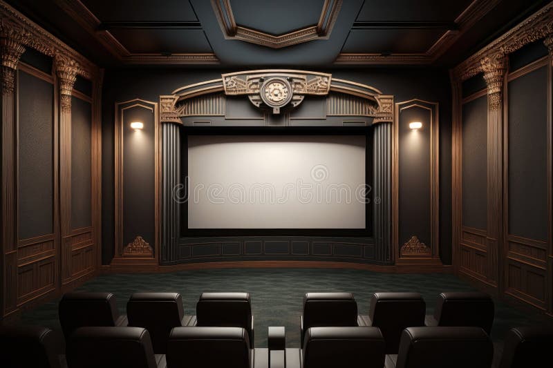 Cinema with Blank Screen. Mock Up, Ad Concept Stock Photo - Image of ...