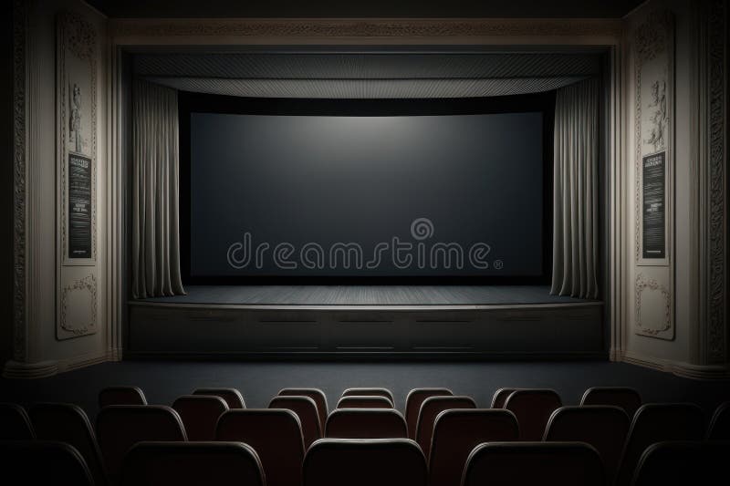 Cinema with Blank Screen. Mock Up, Ad Concept Stock Image - Image of ...