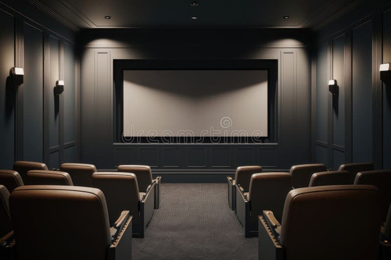Cinema with Blank Screen. Mock Up, Ad Concept Stock Image - Image of ...