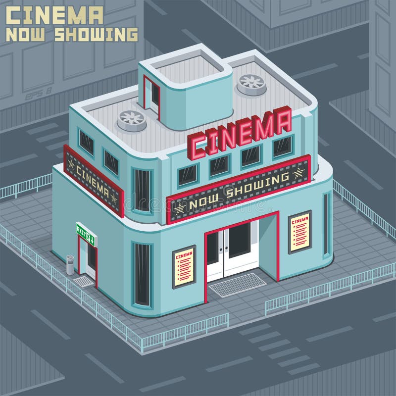 Cinema building stock vector. Illustration of retro, illuminated - 28702997