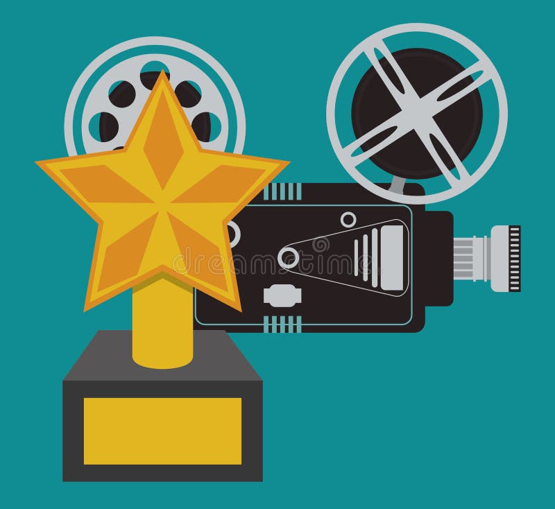 Cinema Camera Film and Award Trophy Stock Vector - Illustration of film ...