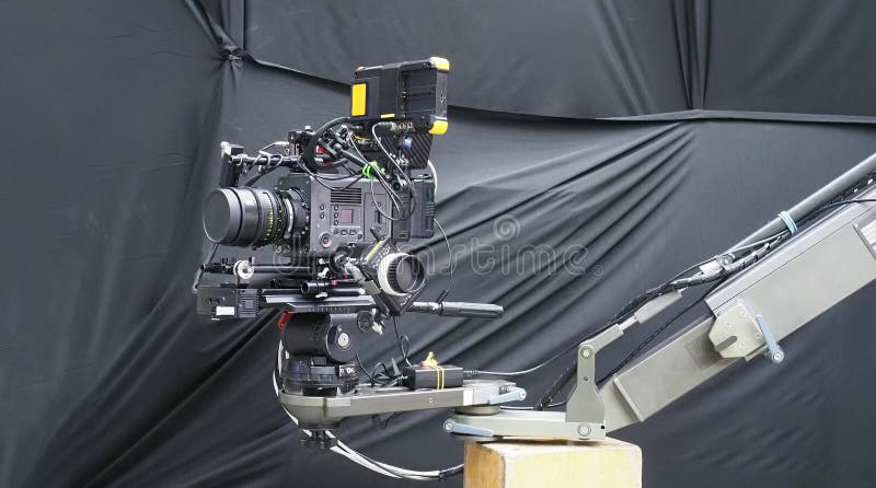 A Cinema Camera Mounted on a Mechanical Camera Crane, Equipped with a ...