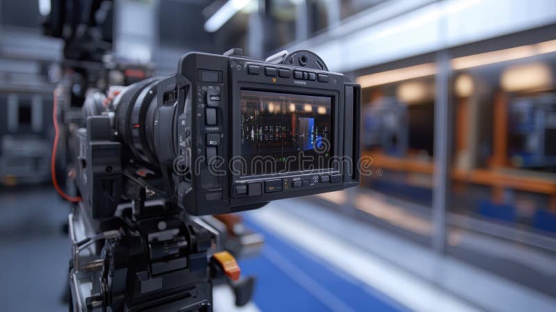 Cinema Camera Setup Professional Video Recording in Industrial Location ...
