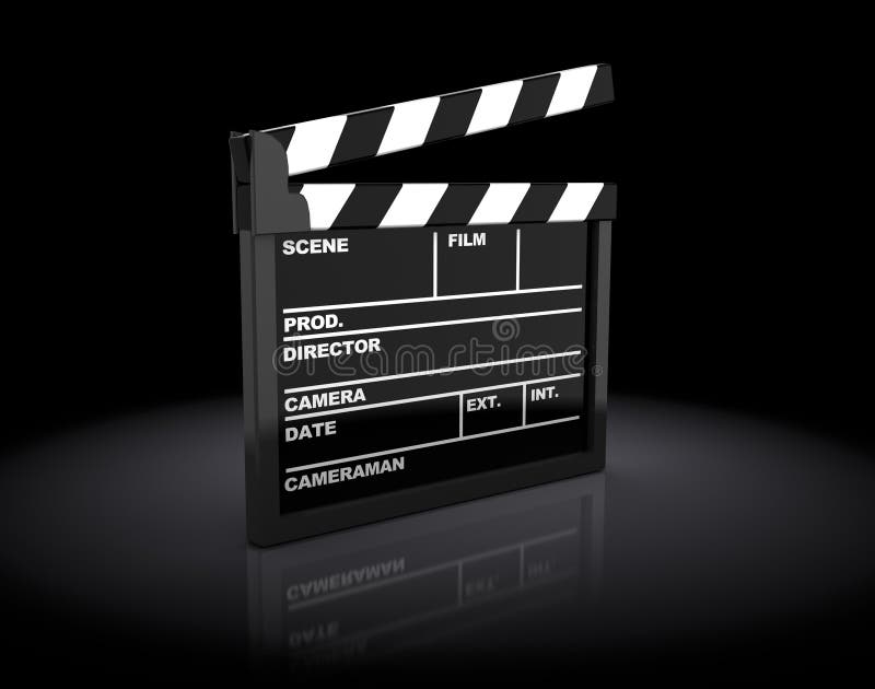 Cinema Clap and Film Rolls with 3D Symbol Stock Illustration ...