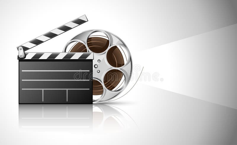 Cinema Clapper and Video Film Tape on Disc Stock Vector - Illustration ...