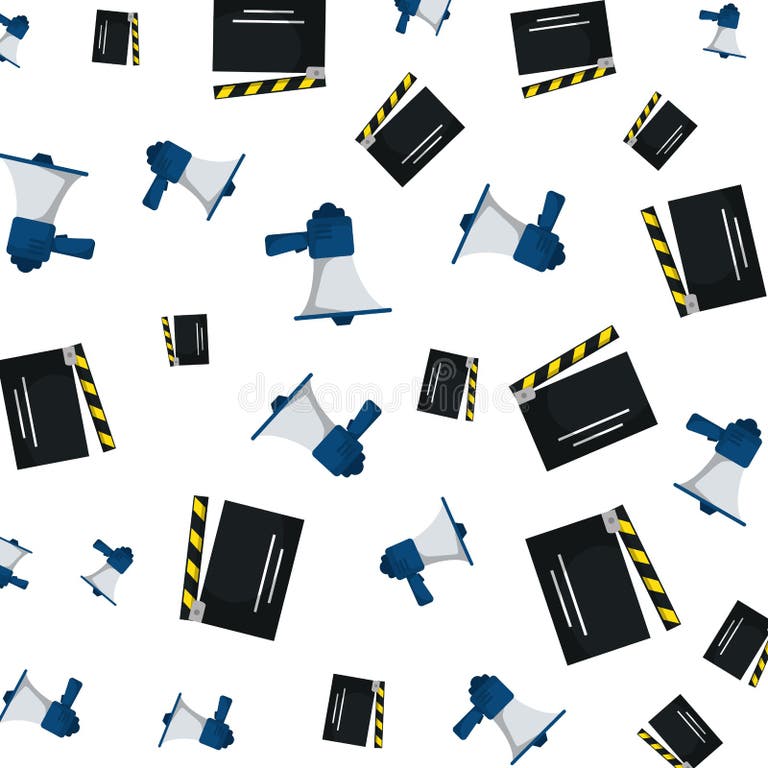 Cinema Clapperboard and Megaphone Pattern Stock Illustration ...