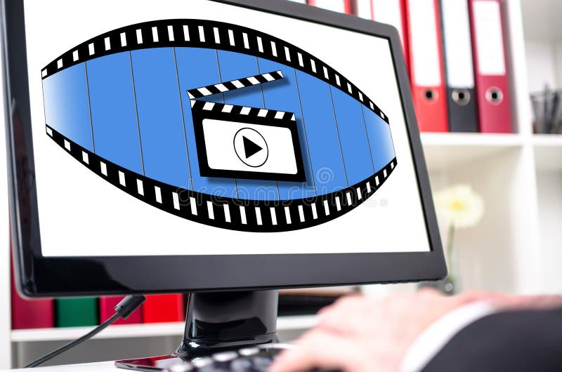 Cinema Concept on a Computer Screen Stock Photo - Image of cinema ...