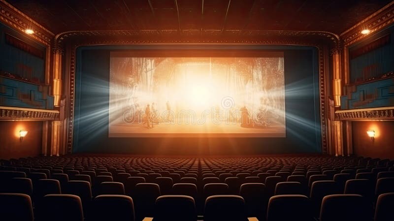 Cinema Concept, Empty Cinema Screen with Audience. Generative Ai Stock ...