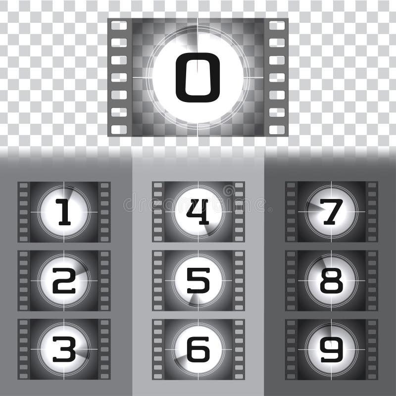 Cinema Countdown. Retro Movie Scratch Tape with Numbers Screen Frames ...