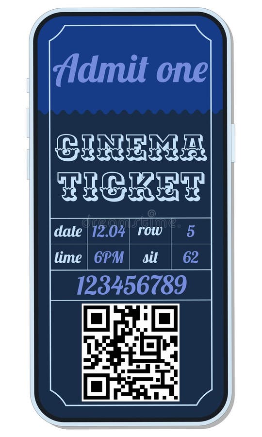 Cinema E-ticket in Mobile Phone. Stock Vector - Illustration of ticket ...