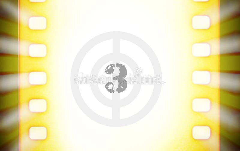 Cinema Film Strip with Movie Countdown and Light Rays. Movie Startup ...