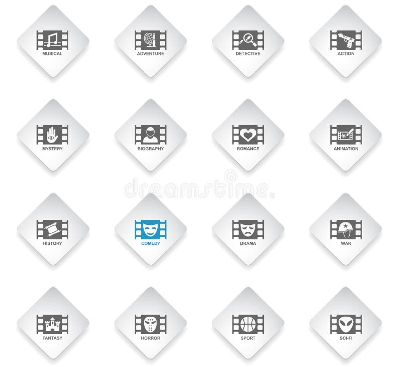 Cinema genre icon set stock illustration. Illustration of drama - 88626283