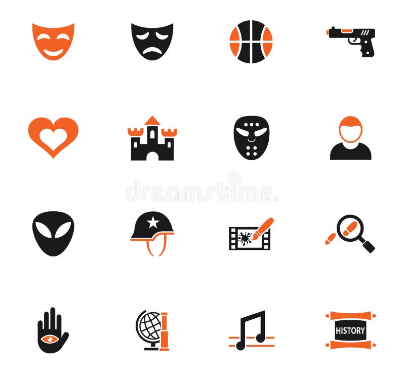 Cinema genre icon set stock illustration. Illustration of scifi - 88281852