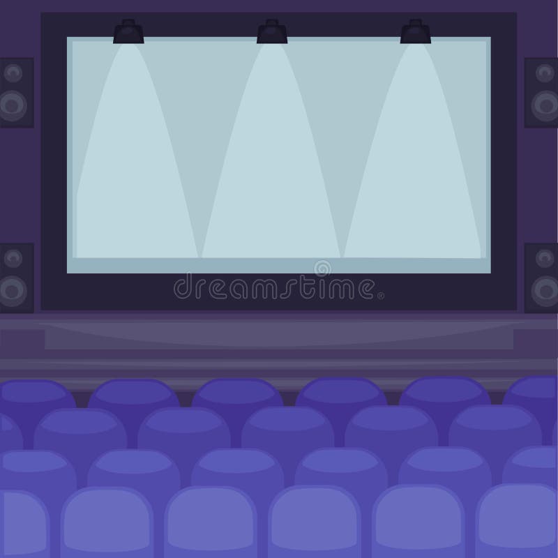 Cinema Hall with Huge Screen and Comfortable Seats Stock Vector ...