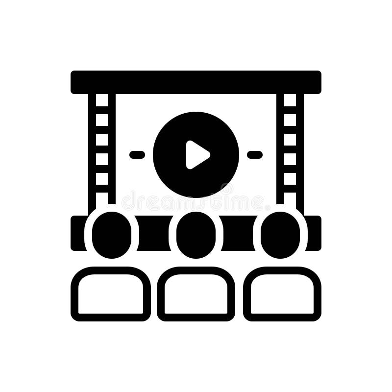 Black Solid Icon for Cinema, Cinematograph Picture Stock Illustration - Illustration of ...
