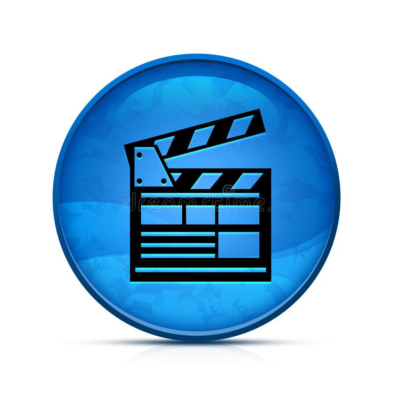 Cinema Icon on Classy Splash Blue Round Button Illustration Stock ...